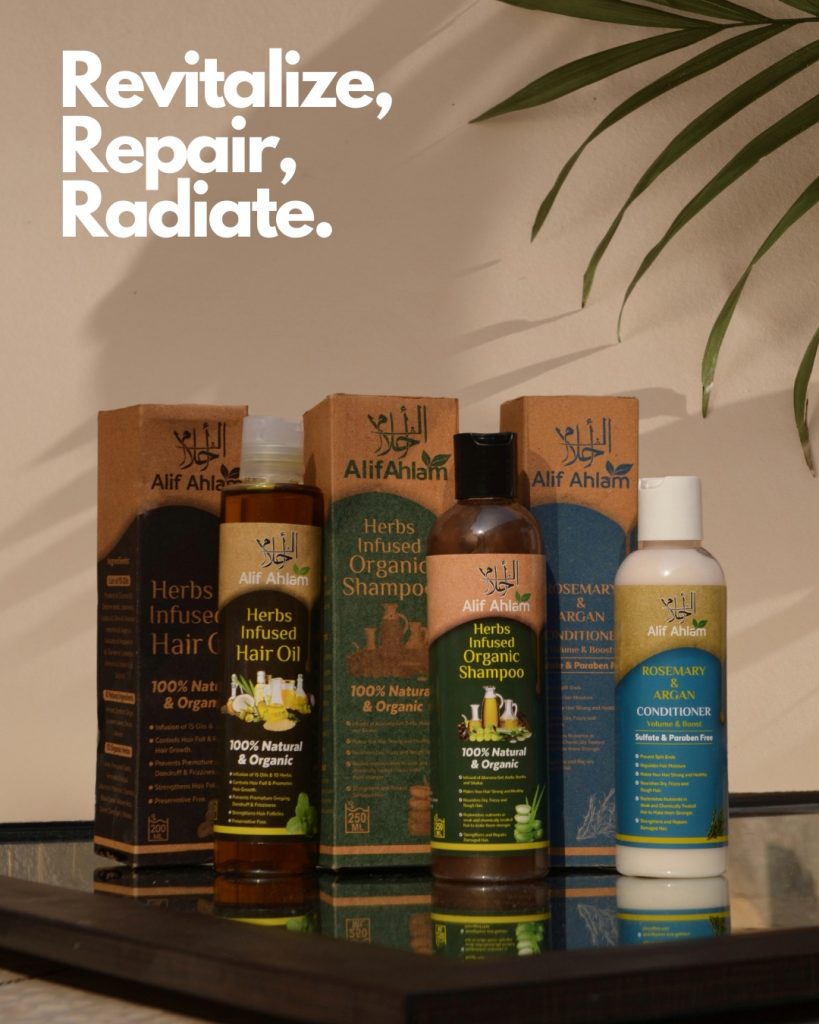 Alif Ahlam Hair Care Kit Bundle (Oil + Shampoo + Conditioner) – Alif Ahlam